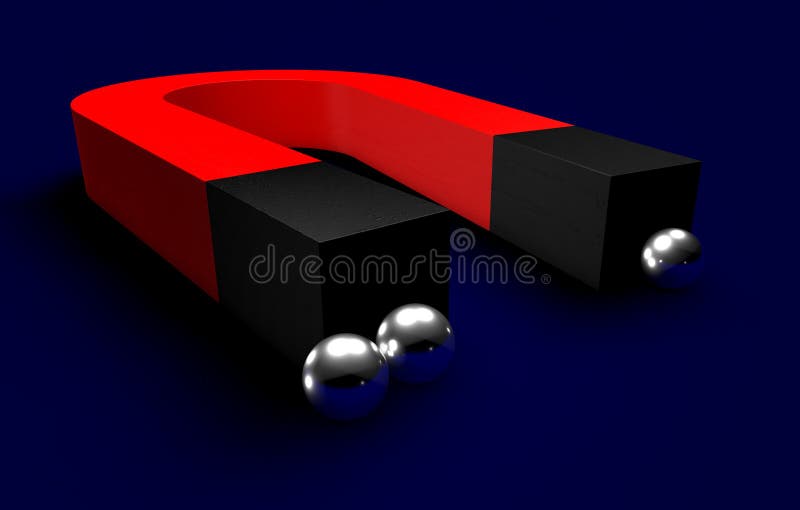 3D Illustration of a Magnet on a Blue Background Stock Illustration ...