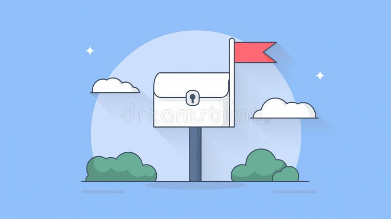 2D Illustration of a Mailbox with a Flag with Basic Shapes Stock ...