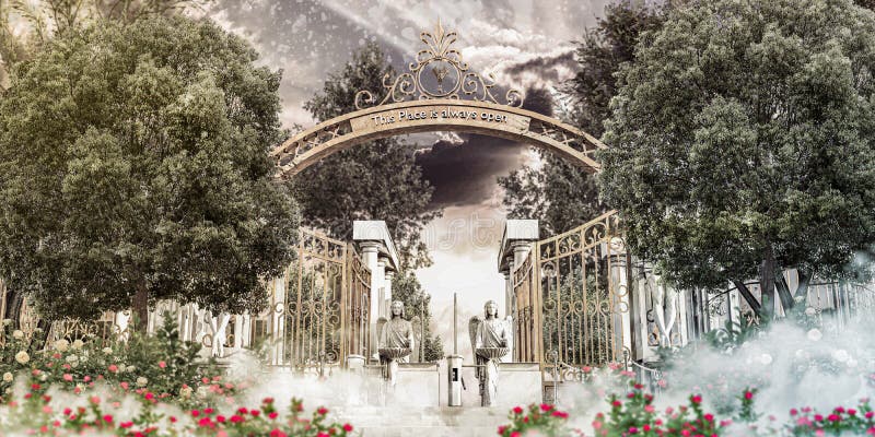 The majestic heaven gate stock illustration. Illustration of holy ...