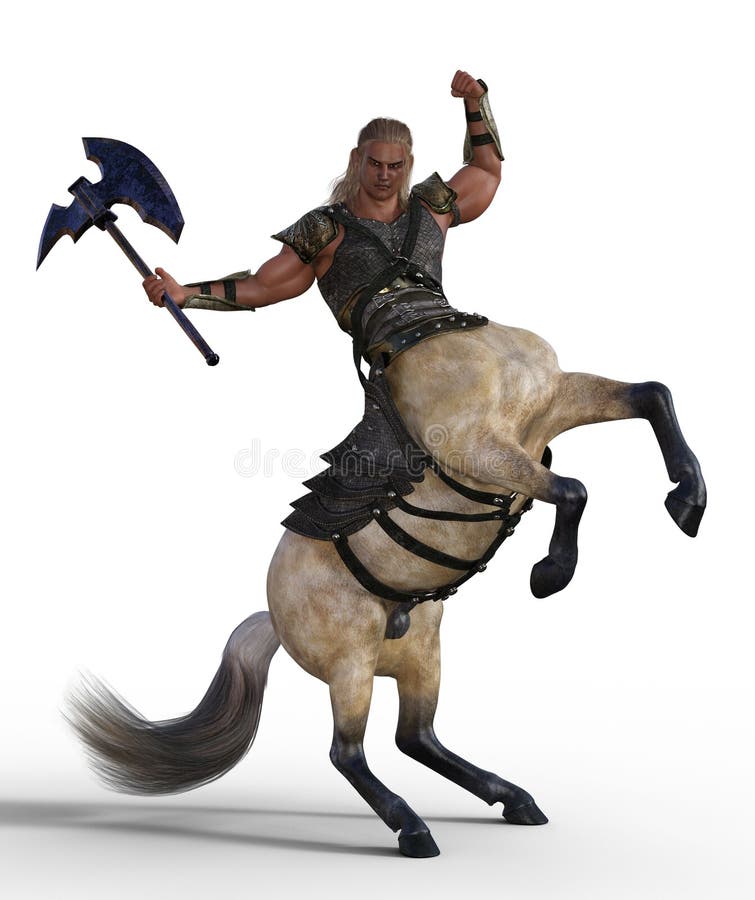 3D Illustration of Centaur with Axe and Armor Stock Illustration ...
