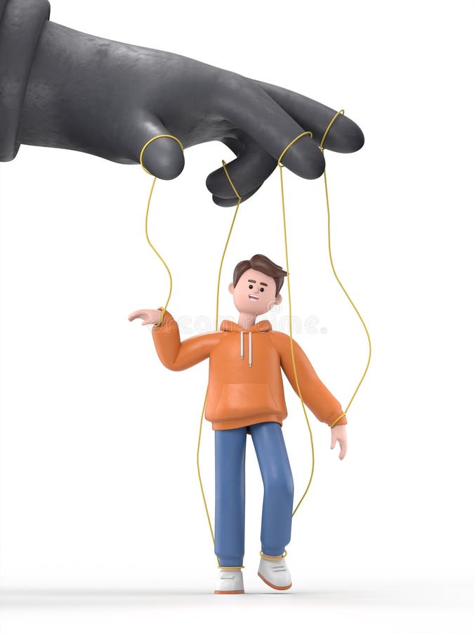 3D Illustration of Male Guy Qadir Puppet Concept.3D Rendering on Blue ...