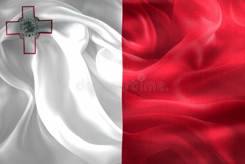 3D-Illustration of a Malta Flag - Realistic Waving Fabric Flag Stock ...