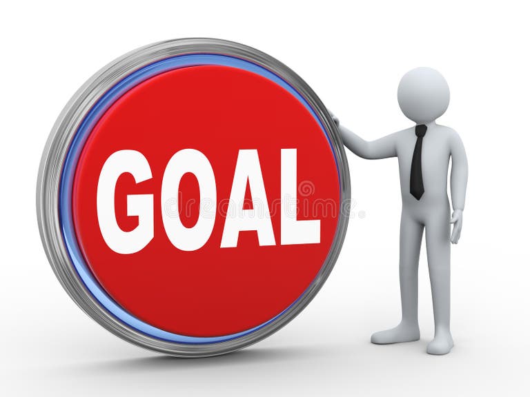 3d Businessman with Goal Button Stock Illustration - Illustration of ...