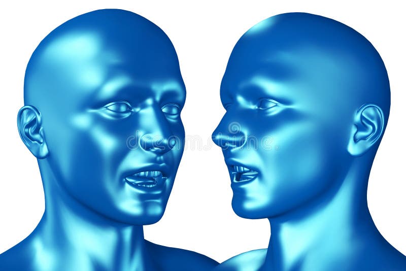 3d Illustration of a Man Head Figures Talking Stock Illustration ...