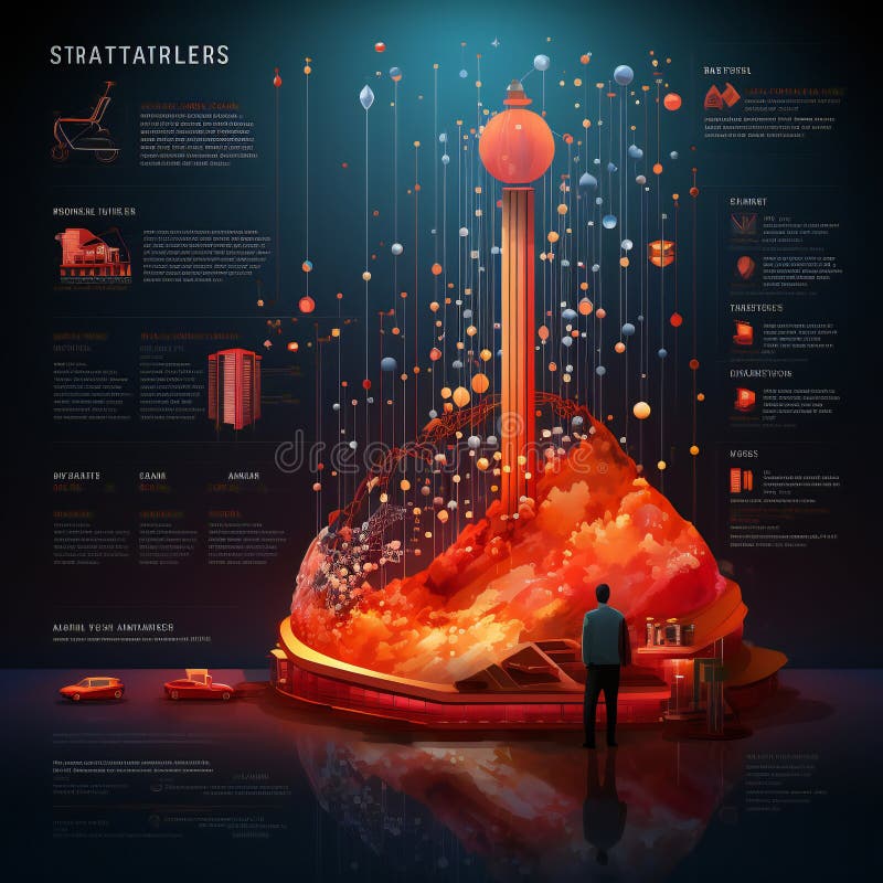 3D Illustration of a Man Standing in Front of a Fire Infographics Stock ...
