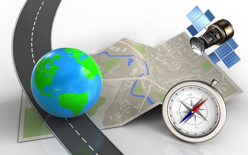 3d map paper stock illustration. Illustration of navigation - 99924373