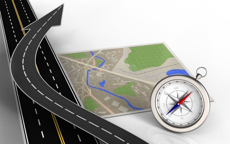 Road with compass stock illustration. Illustration of many - 9352175
