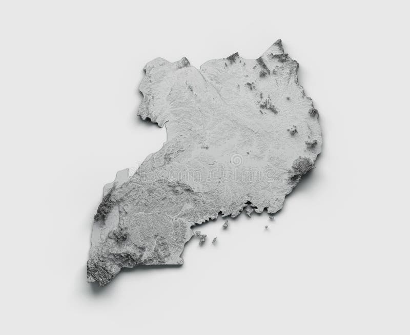 3D Illustration of the Map of Uganda Isolated on a White Background ...