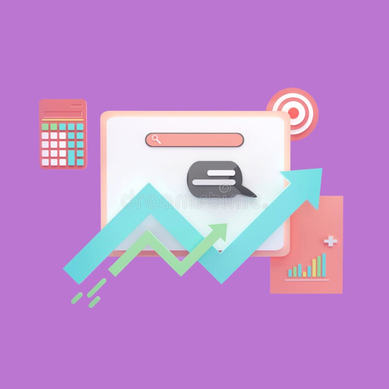 The Chart is Purple with Up and Down Arrows. Stock Vector ...
