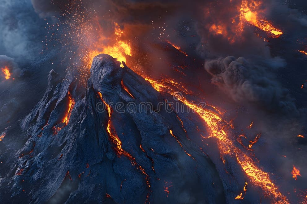 3D Massive Volcano Eruption Stock Illustration - Illustration of ...