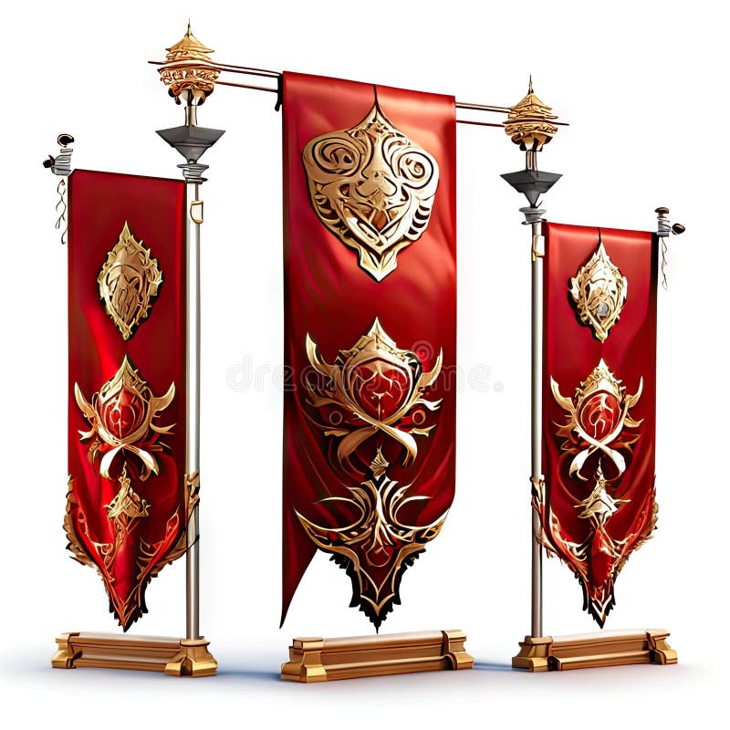 Medieval Flags and Banners Royal Vector Red Fabric Stock Illustration ...