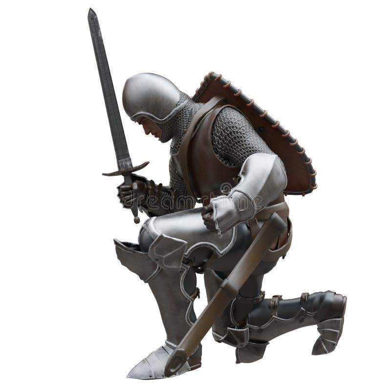 Medieval Knight in Armor Isolated White Background 3d Illustration ...