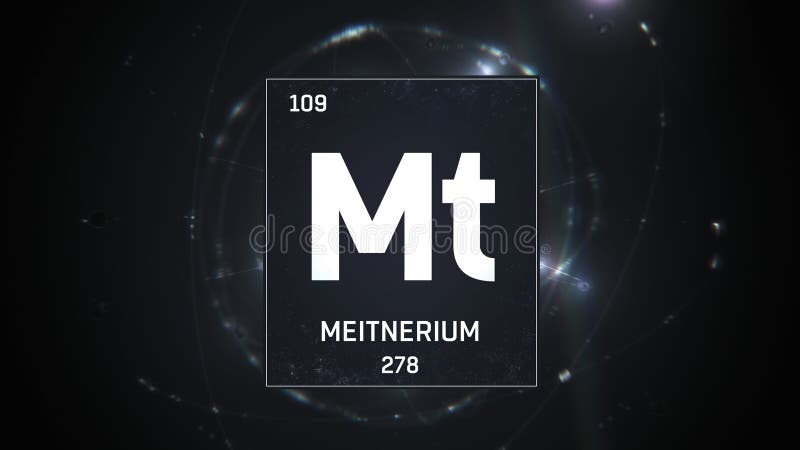 Meitnerium As Element 109 of the Periodic Table 3D Illustration on Grey ...