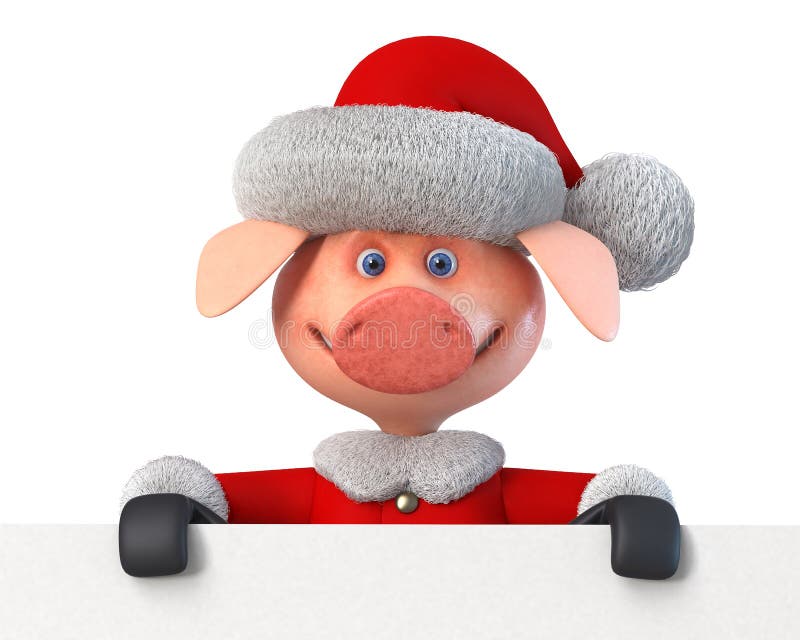 3d Illustration Merry Christmas Pig with Billboard Stock Illustration ... 3d Illustration Merry Christmas Pig with Billboard Stock Illustration ...
