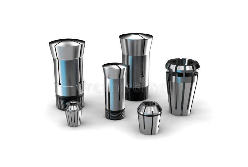 3D Illustration of Metal Collets for Instruments Stock Illustration ...