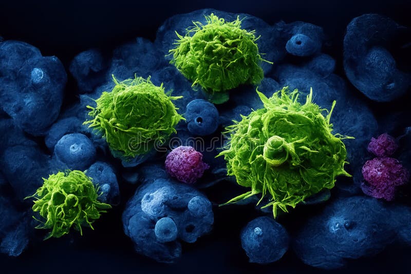 2D Illustration of Microscopic View of Bacteria and Virus Cells Stock ...