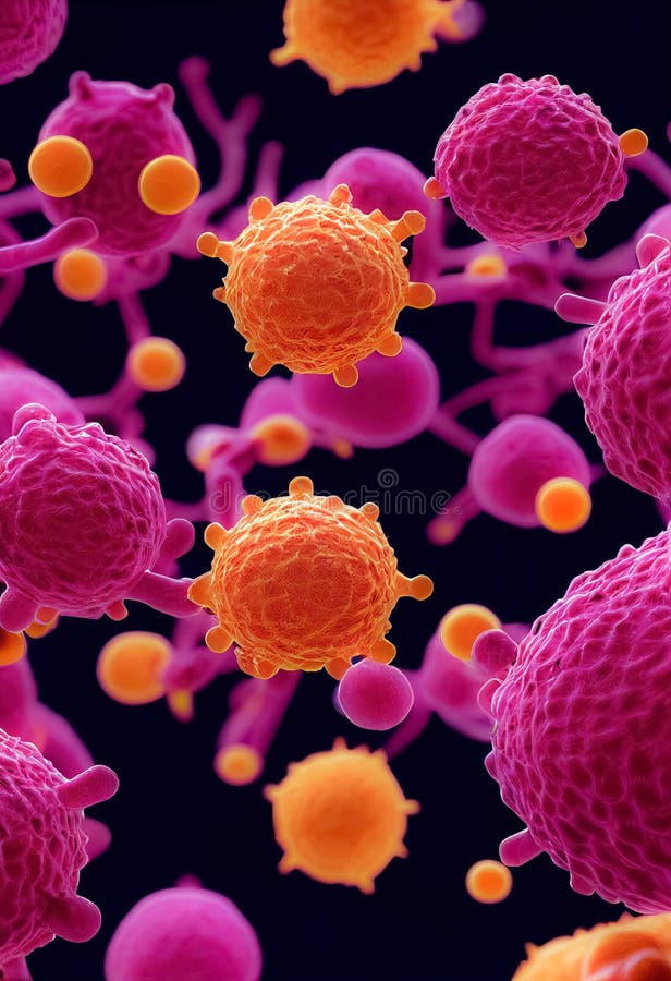 2D Illustration of Microscopic View of Bacteria and Virus Cells Stock ...