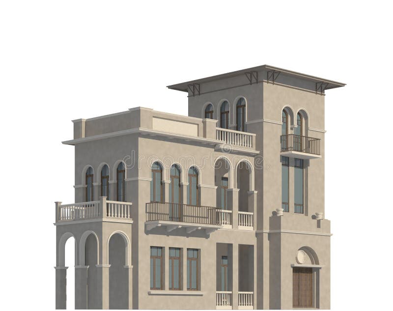 Original Design Middle East Building Isolated on White Background 3d ...