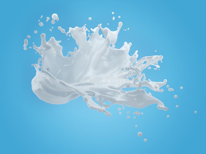 3d Illustration of Milk Splash on Gradient Blue Background with ...