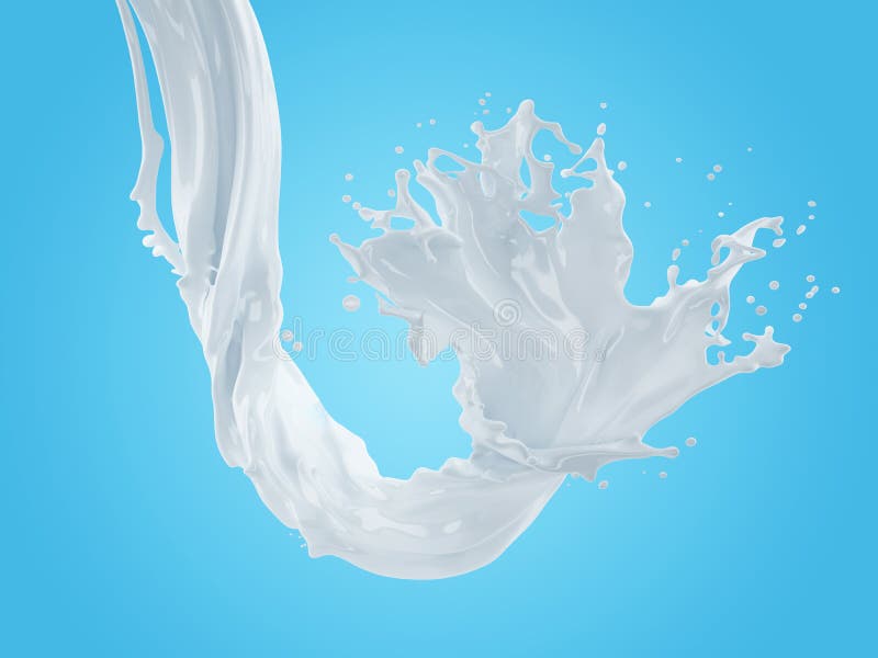 3d Illustration of Milk Splash on Gradient Blue Background with ...