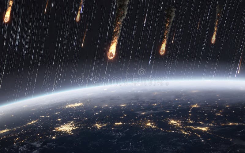 3D Illustration of a Minute before the Collision of the Meteorite and ...