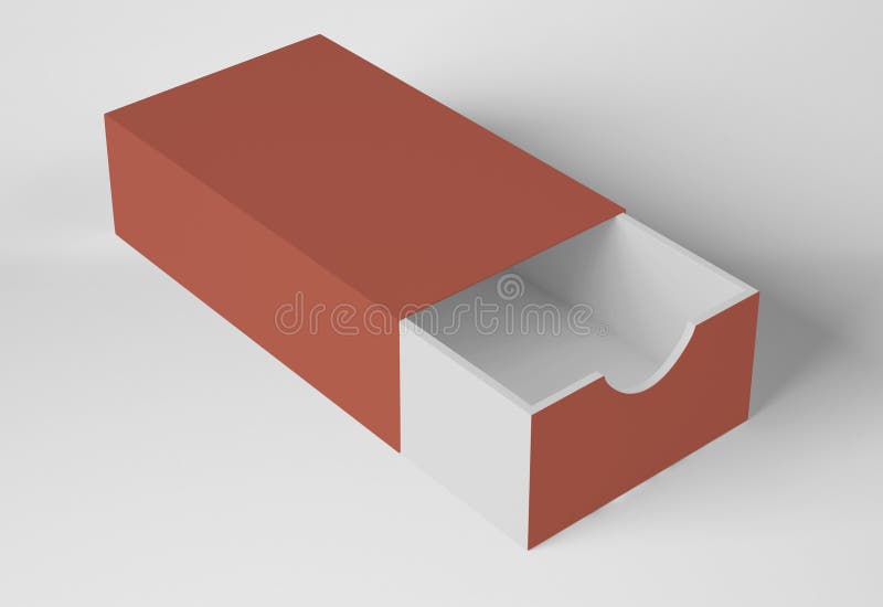 3D Illustration. Mockup of Rectangular Package. Sliding Box Opened ...