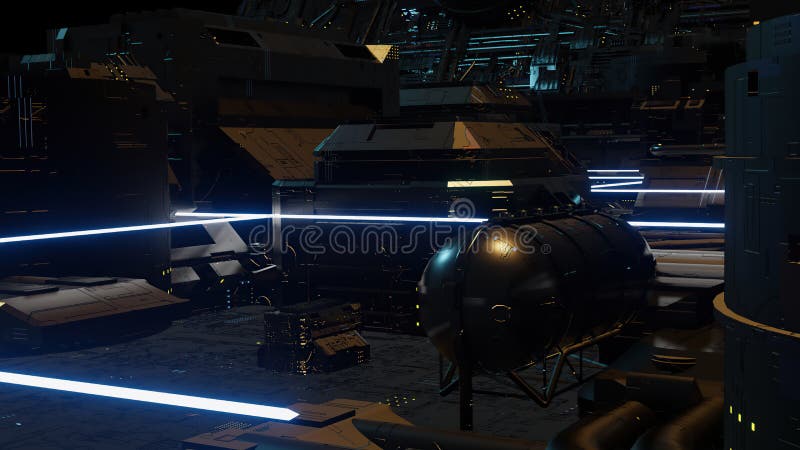 Model of alien sci-fi city stock illustration. Illustration of dome ...