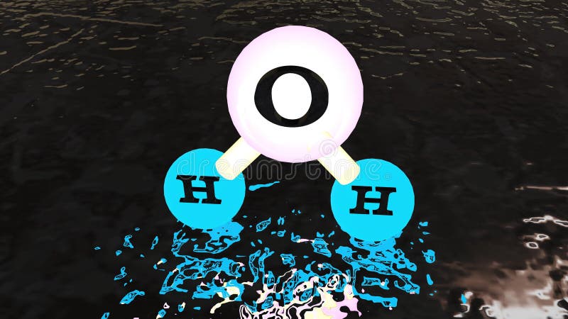 3D Illustration Model of the Water Molecule H2O, H2O Floating Over ...