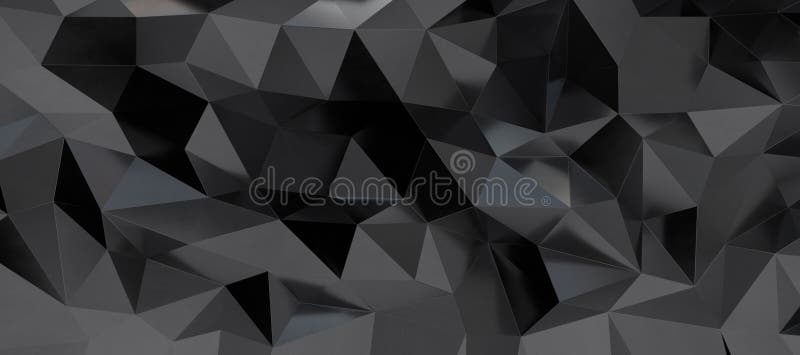 3D Illustration of a Modern Black Metal Low Poly Backdrop Stock ...
