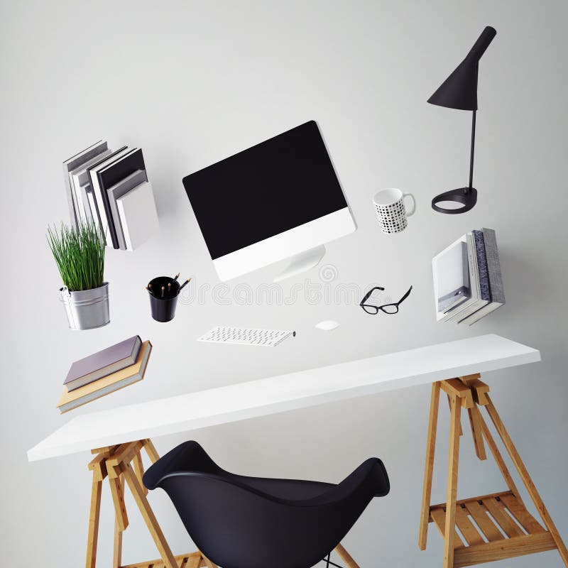 Workspace Mock Up, Red Objects Stock Vector - Illustration of blank ...