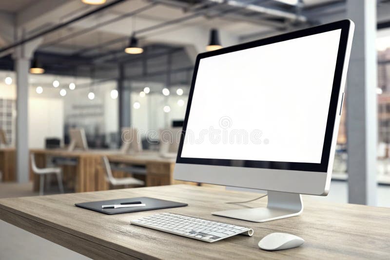 3D Illustration of Modern Computer Workspace Stock Illustration ...