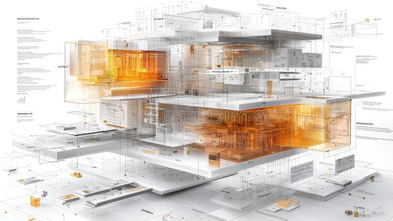 3D Illustration of a Modern House in Exploded View with White Walls and ...