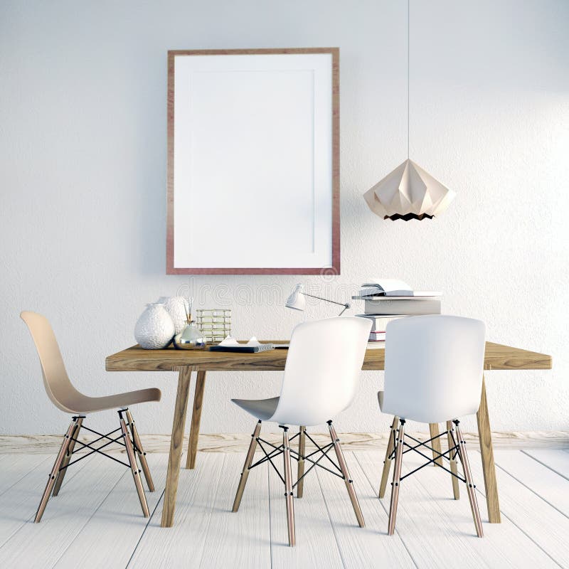 3d Illustration, Modern Interior Area of Study. Stock Illustration ...