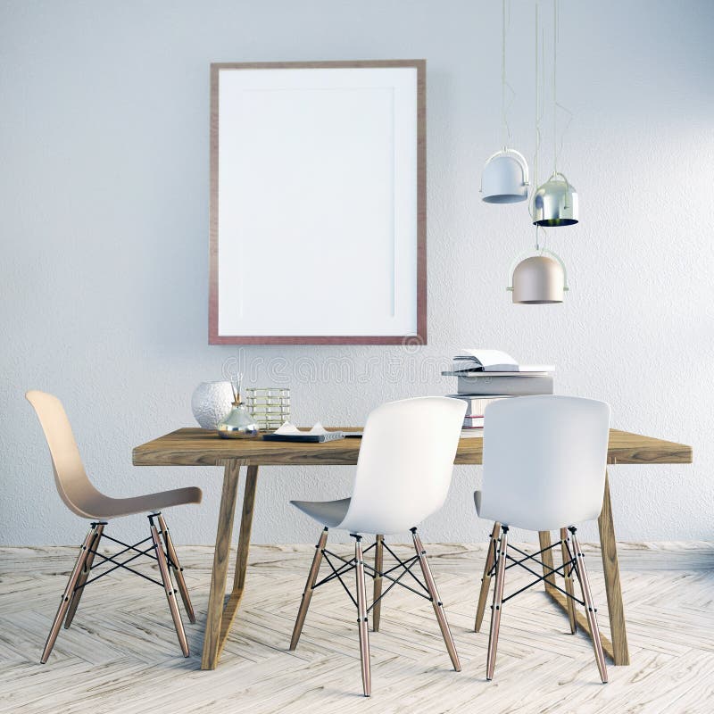 3d Illustration, Modern Interior Area of Study. Stock Illustration ...