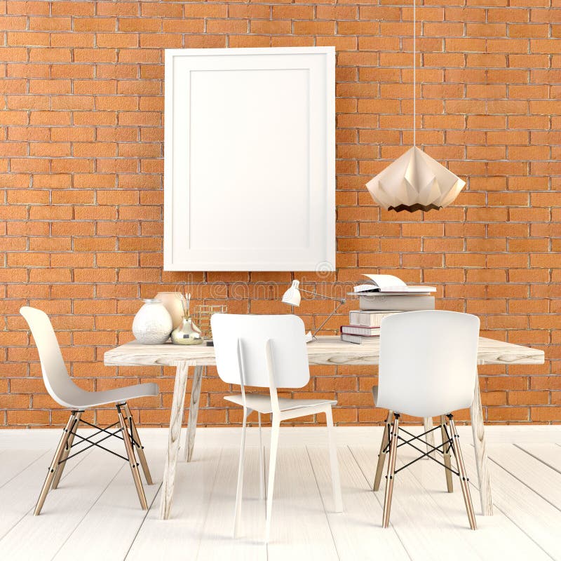 3d Illustration, Modern Interior Area of Study. Stock Illustration ...