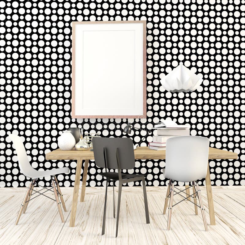 3d Illustration, Modern Interior Area of Study. Stock Illustration ...