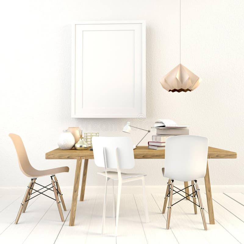 3d Illustration, Modern Interior Area of Study. Stock Illustration ...