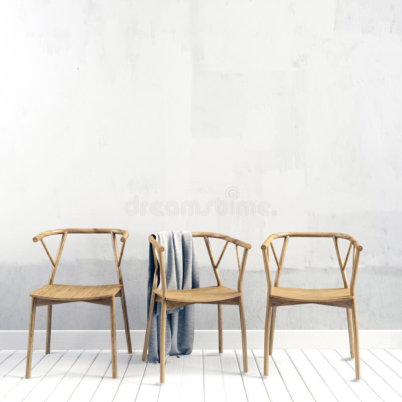 3d Illustration, Modern Interior with Chair. Wall Stock Illustration ...