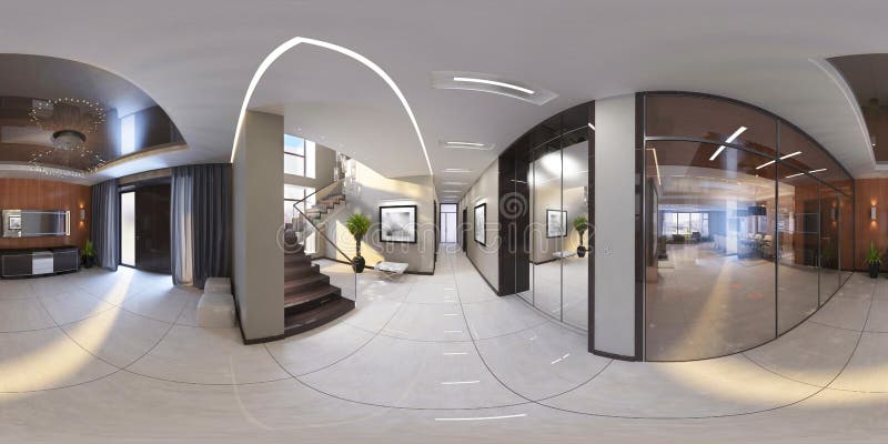 3d Illustration of Modern Interior 360 Hall Stock Illustration ...
