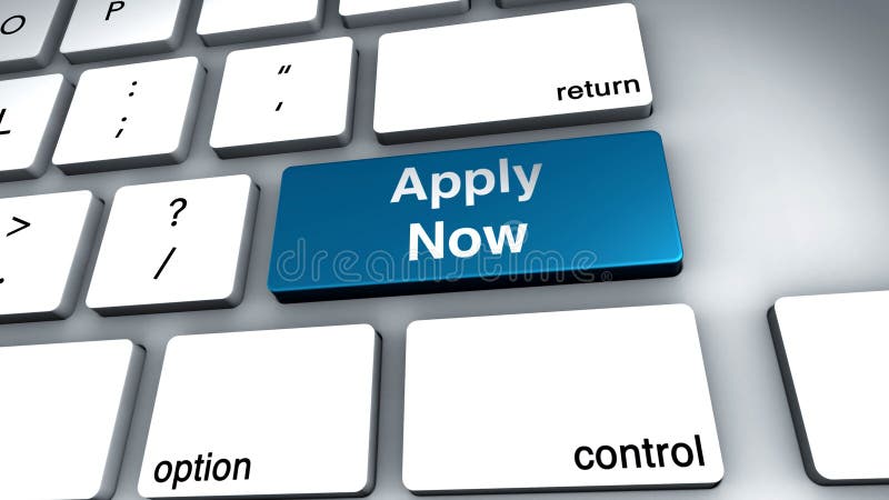 3D Illustration of Modern Keyboard with the Word Apply Now Stock ...