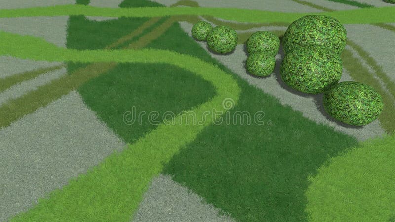 3D Illustration of Modern Landscape Architecture. Background Computer ...