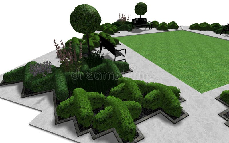 Modular Garden with Clipped Borders in the Form of Crosses. Stock ...