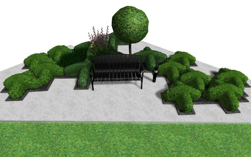 Modular Garden with Clipped Borders in the Form of Crosses. Stock ...