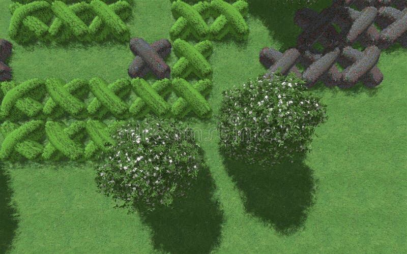 Modular Garden with Clipped Borders in the Form of Crosses. Stock ...