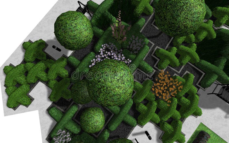 Modular Garden with Clipped Borders in the Form of Crosses. Stock ...