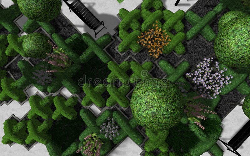 Modular Garden with Clipped Borders in the Form of Crosses. Stock ...