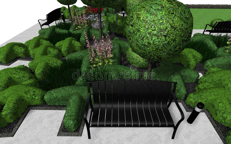 Modular Garden with Clipped Borders in the Form of Crosses. Stock ...