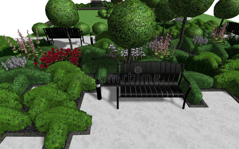 Modular Garden with Clipped Borders in the Form of Crosses. Stock ...