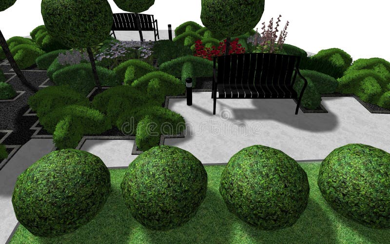 Modular Garden with Clipped Borders in the Form of Crosses. Stock ...