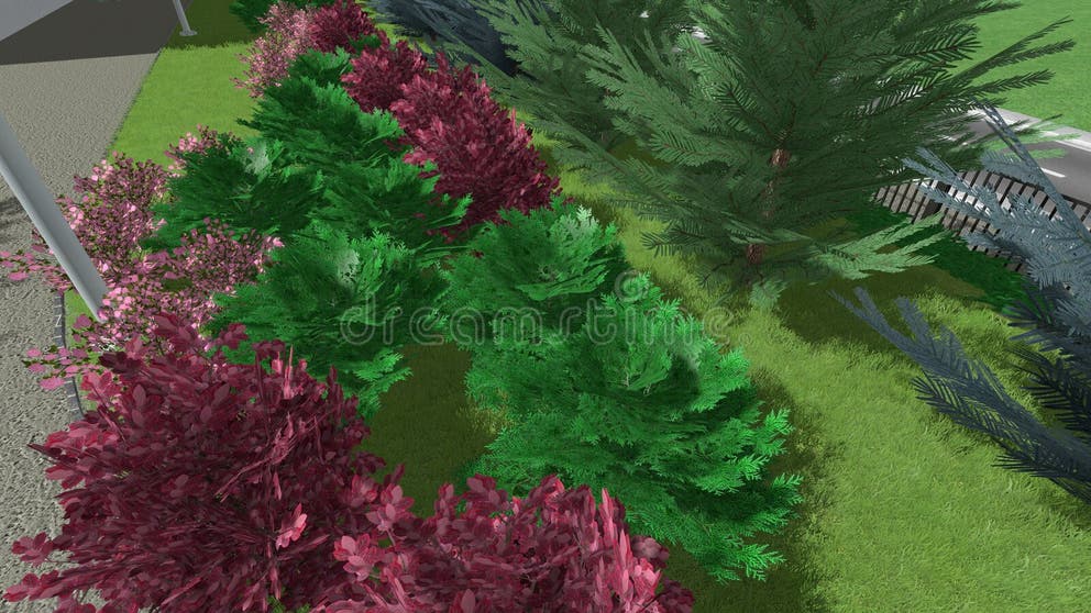 3D Illustration of Modern Landscape Design of the Administrative ...